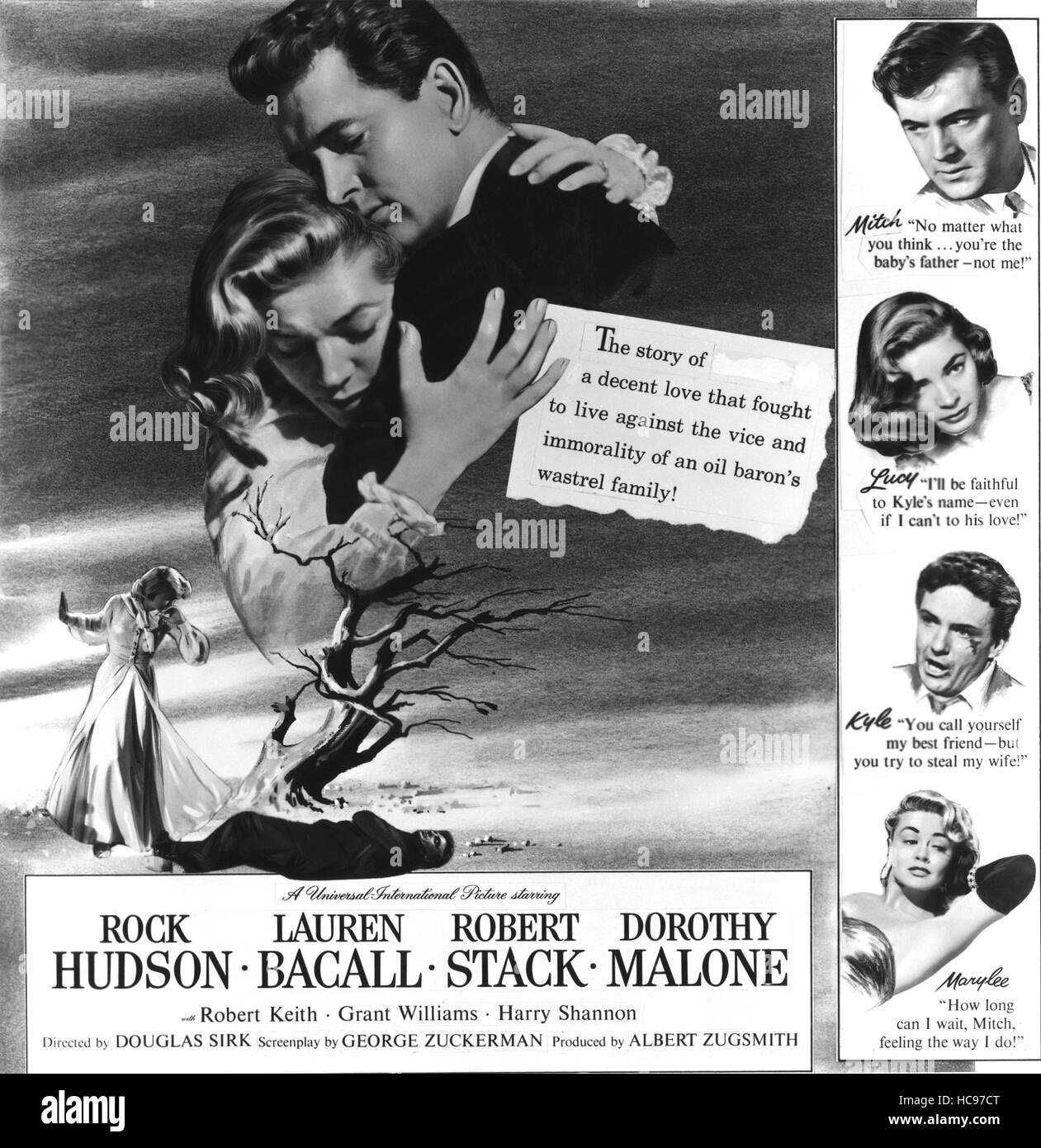 WRITTEN ON THE WIND, Rock Hudson, Lauren Bacall, Robert Stack, Dorothy Malone, 1956 Stock Photo ...
