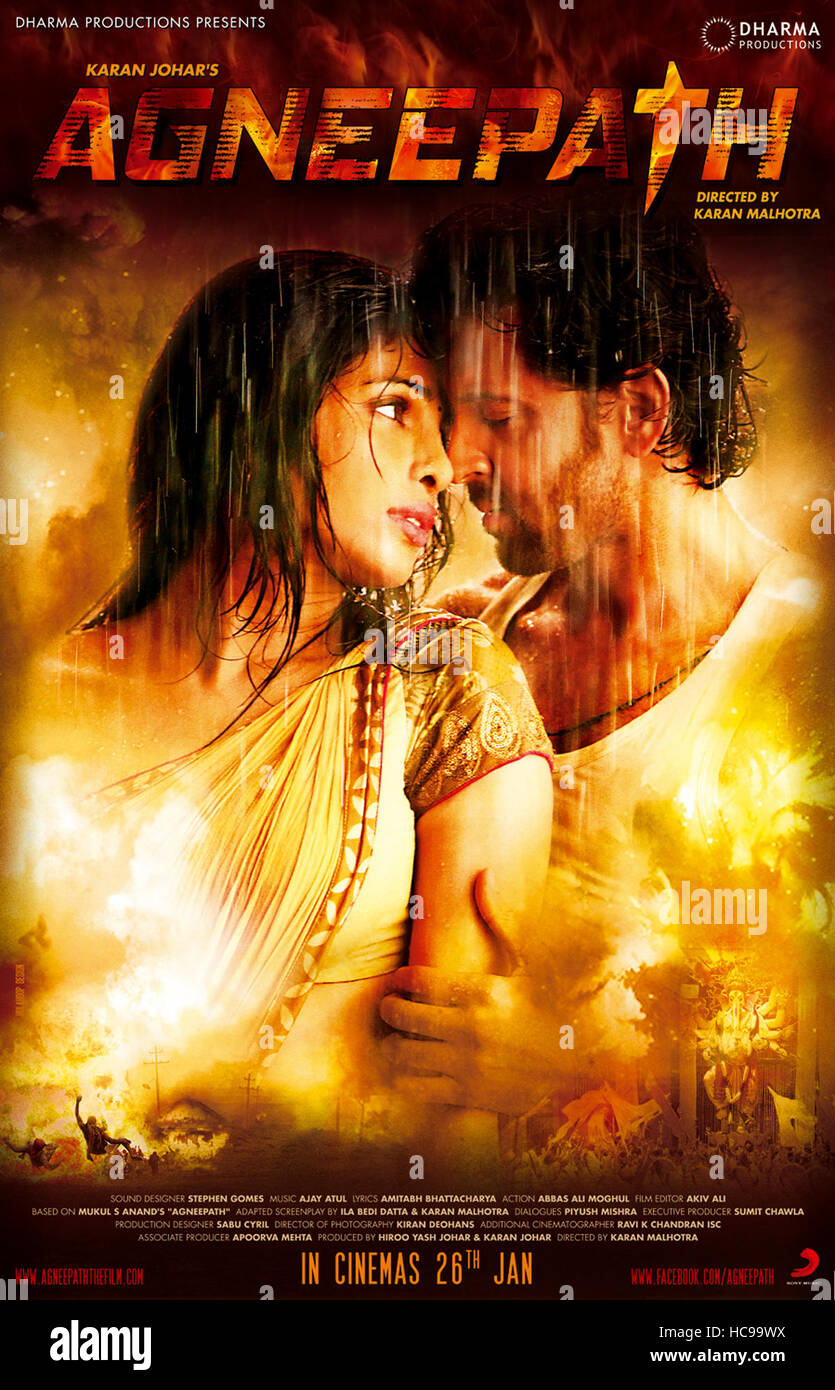 AGNEEPATH, Indian poster art, from left: Priyanka Chopra, Hrithik ...