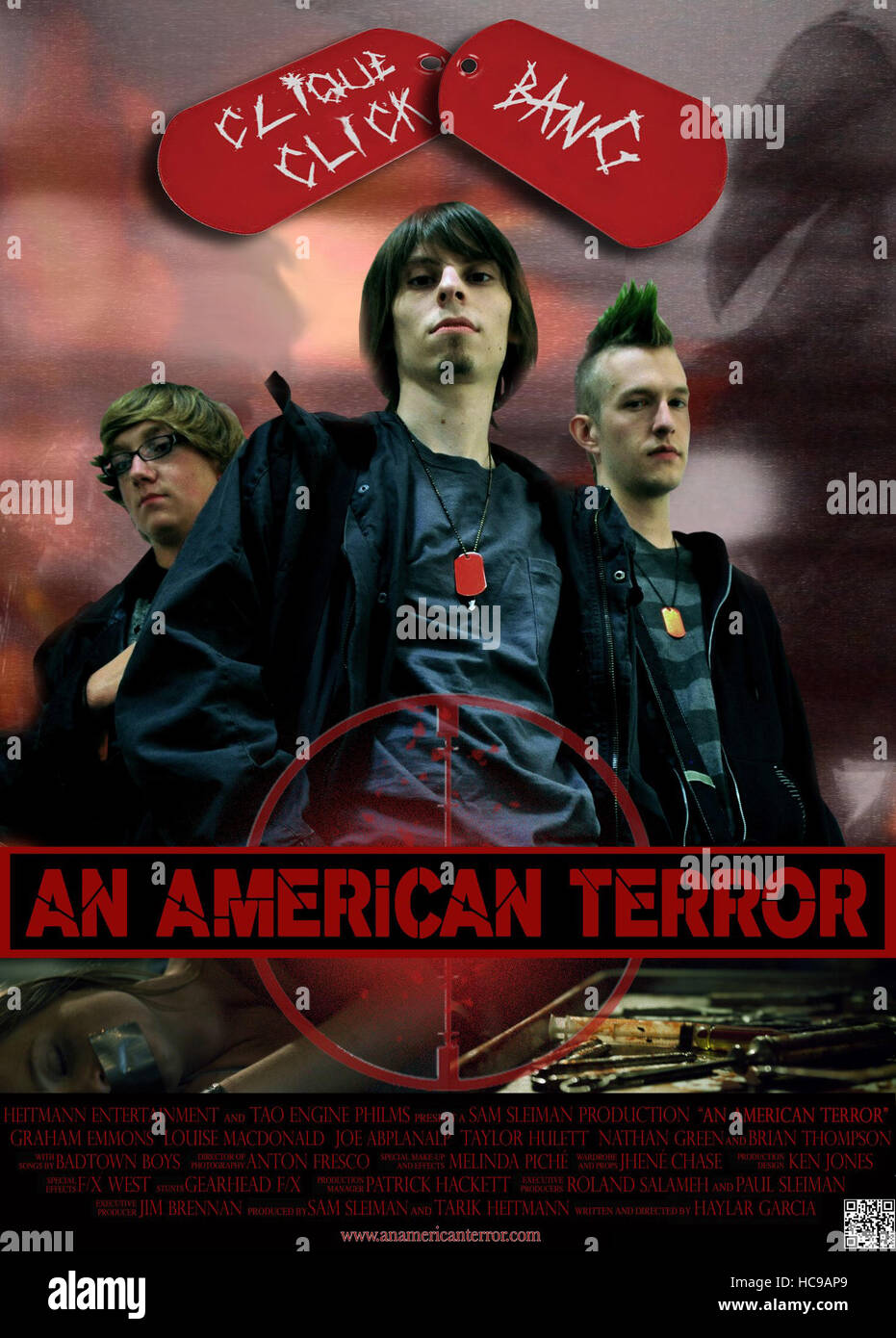 AN AMERICAN TERROR, international poster, from left: Taylor Hulett, Joe ...
