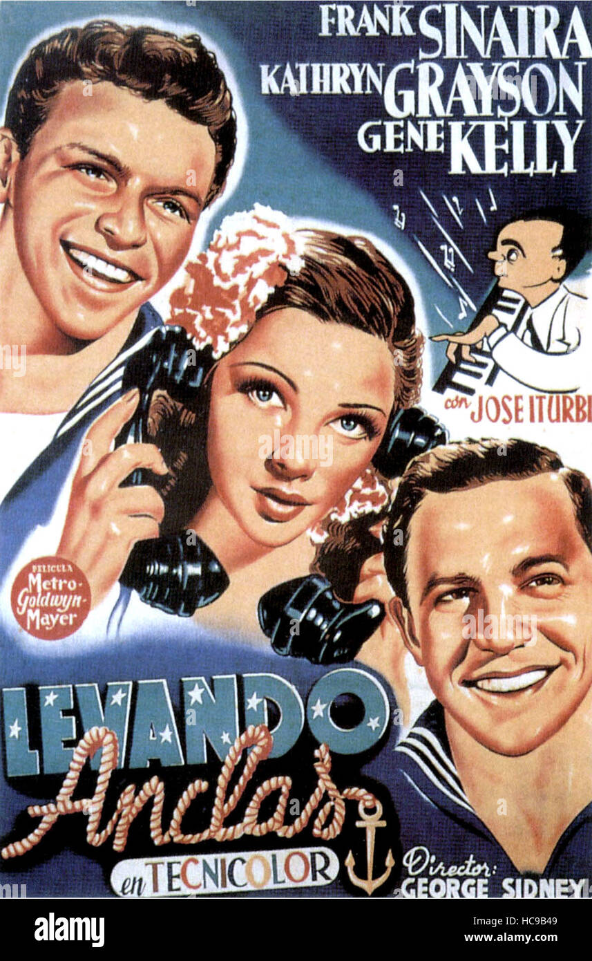 ANCHORS AWEIGH, from left, Frank Sinatra, Kathryn Grayson, Gene Kelly ...