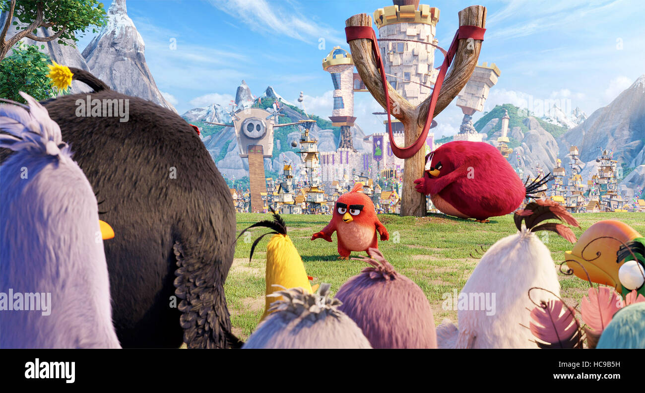 ANGRY BIRDS, (aka THE ANGRY BIRDS MOVIE), Bomb (large, dark bird, left ...