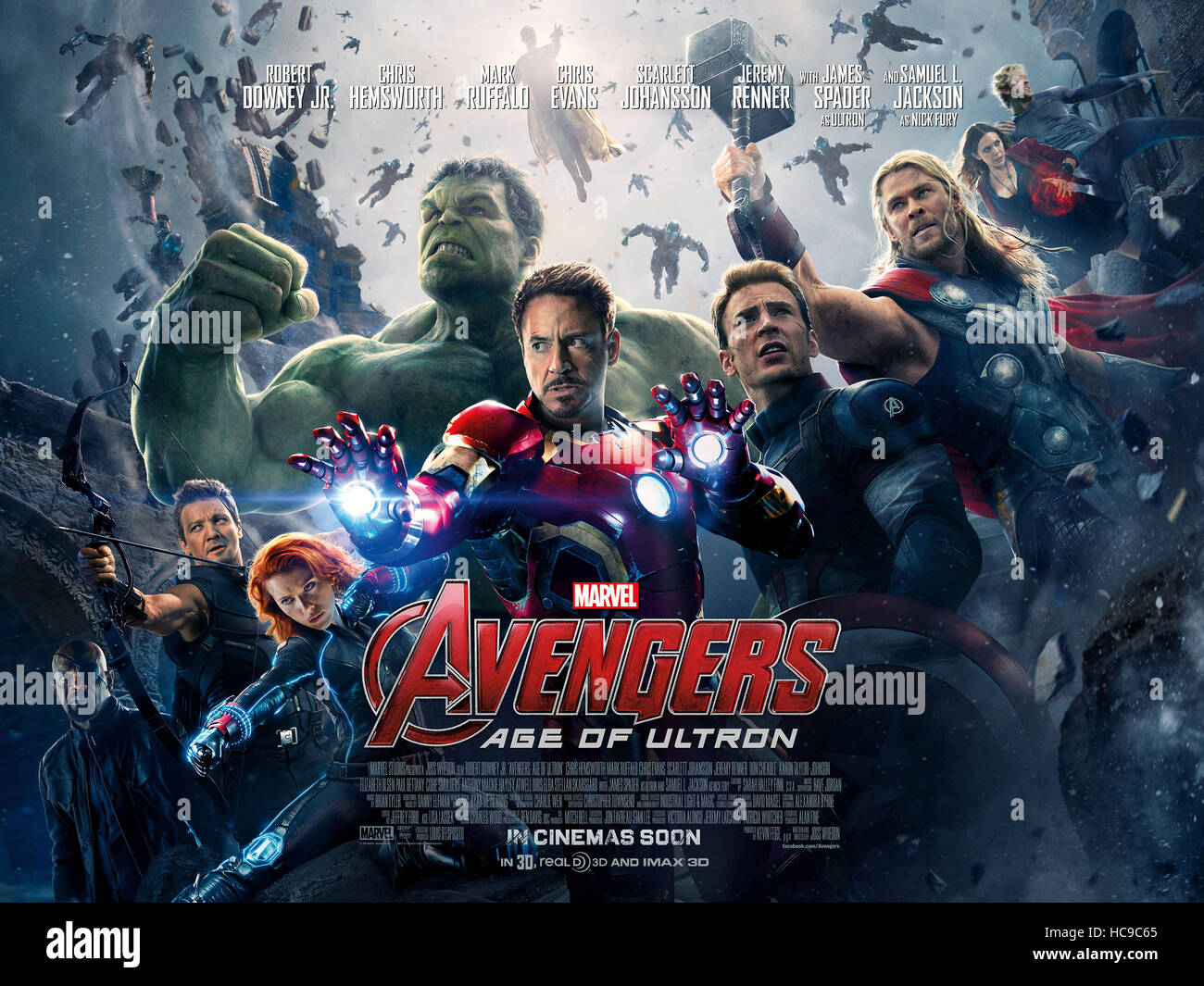 AVENGERS: AGE OF ULTRON, British poster, from left: Samuel L. Jackson ...