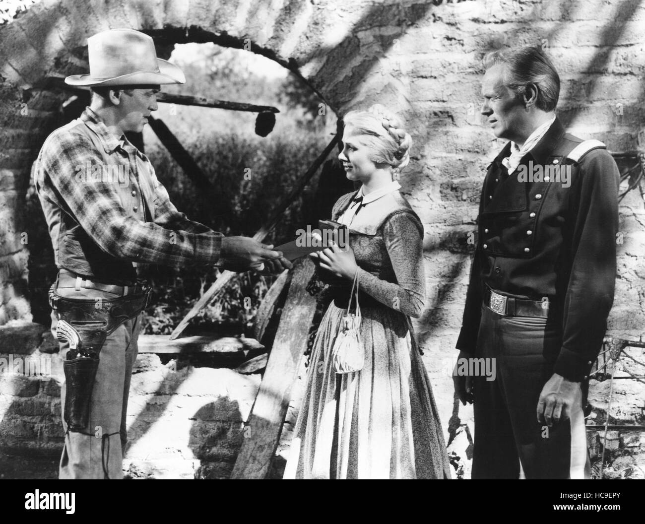 TWO RODE TOGETHER, from left, James Stewart, Shirley Jones, Richard ...