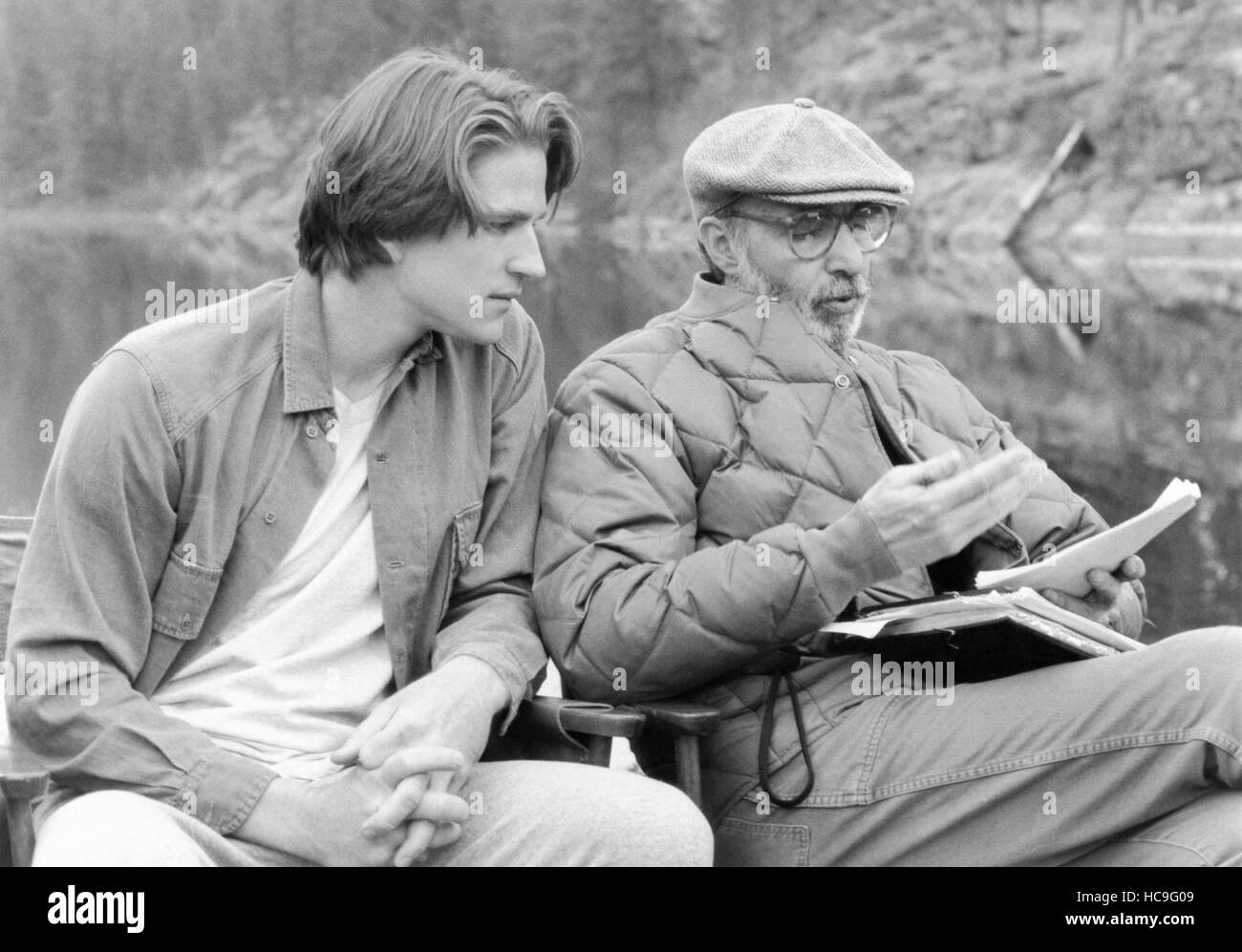 VISION QUEST, from left: Matthew Modine going over script with director ...
