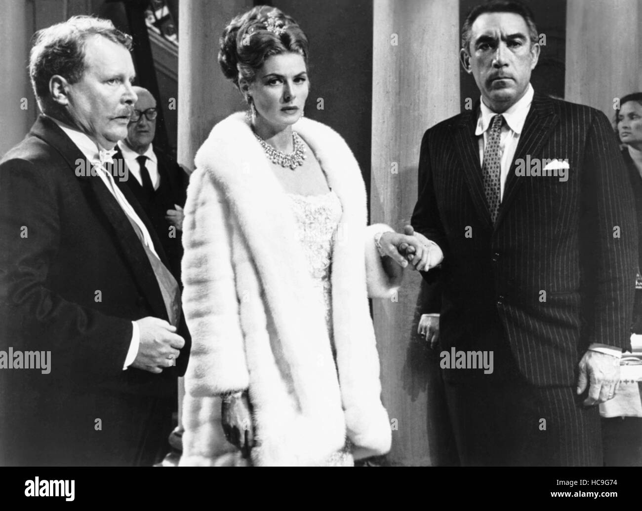 THE VISIT, from left, Ernst Schroder, Ingrid Bergman, Anthony Quinn ...