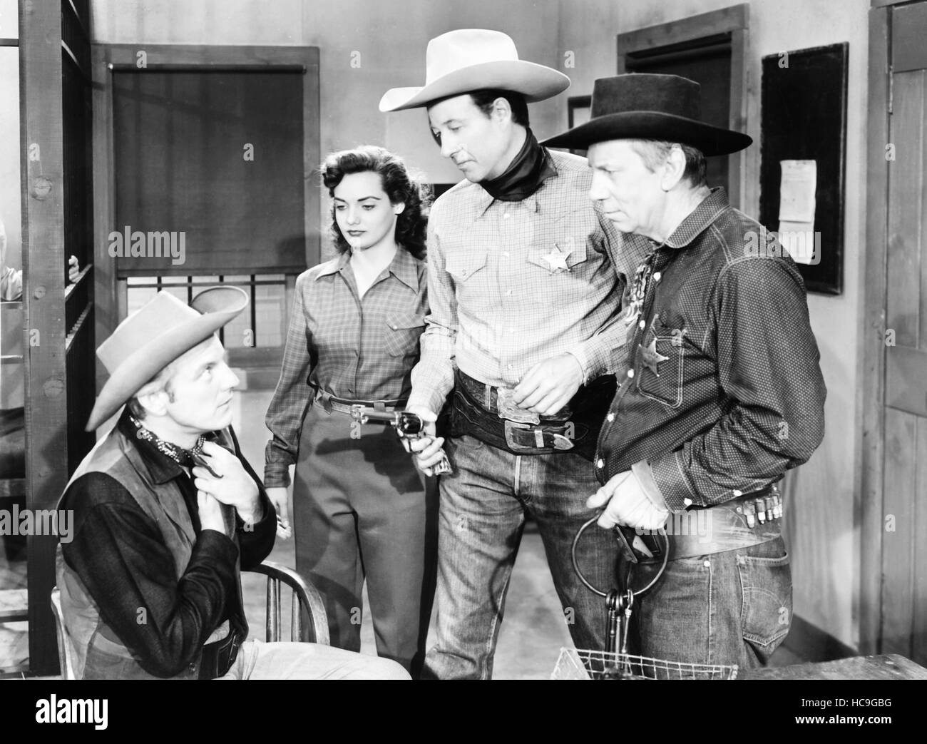 VIGILANTE TERROR, from left: Denver Pyle, Mary Ellen Kay, Bill Elliott ...