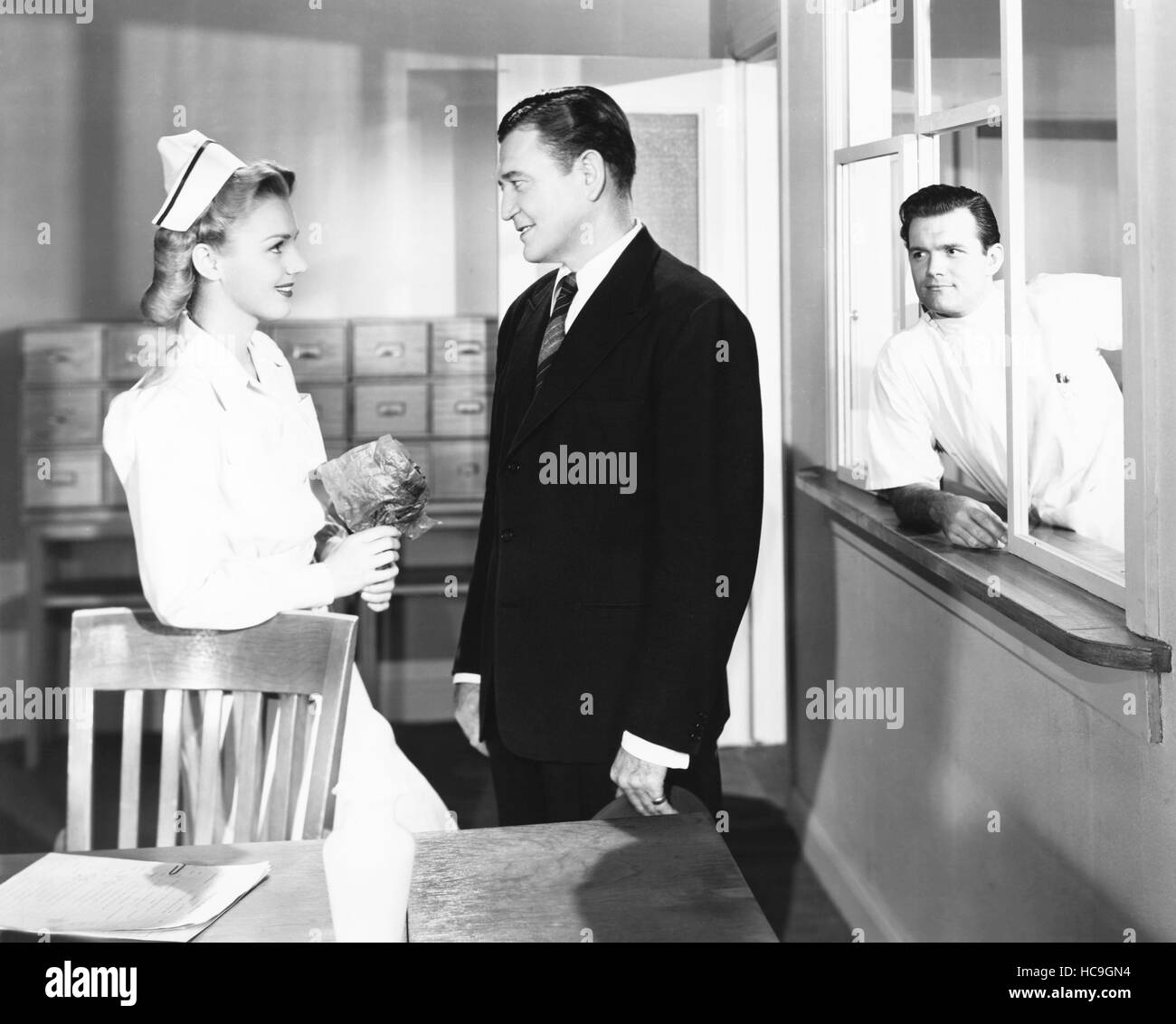 THE VOICE OF THE WHISTLER, from left: Lynn Merrick, Richard Dix, James ...