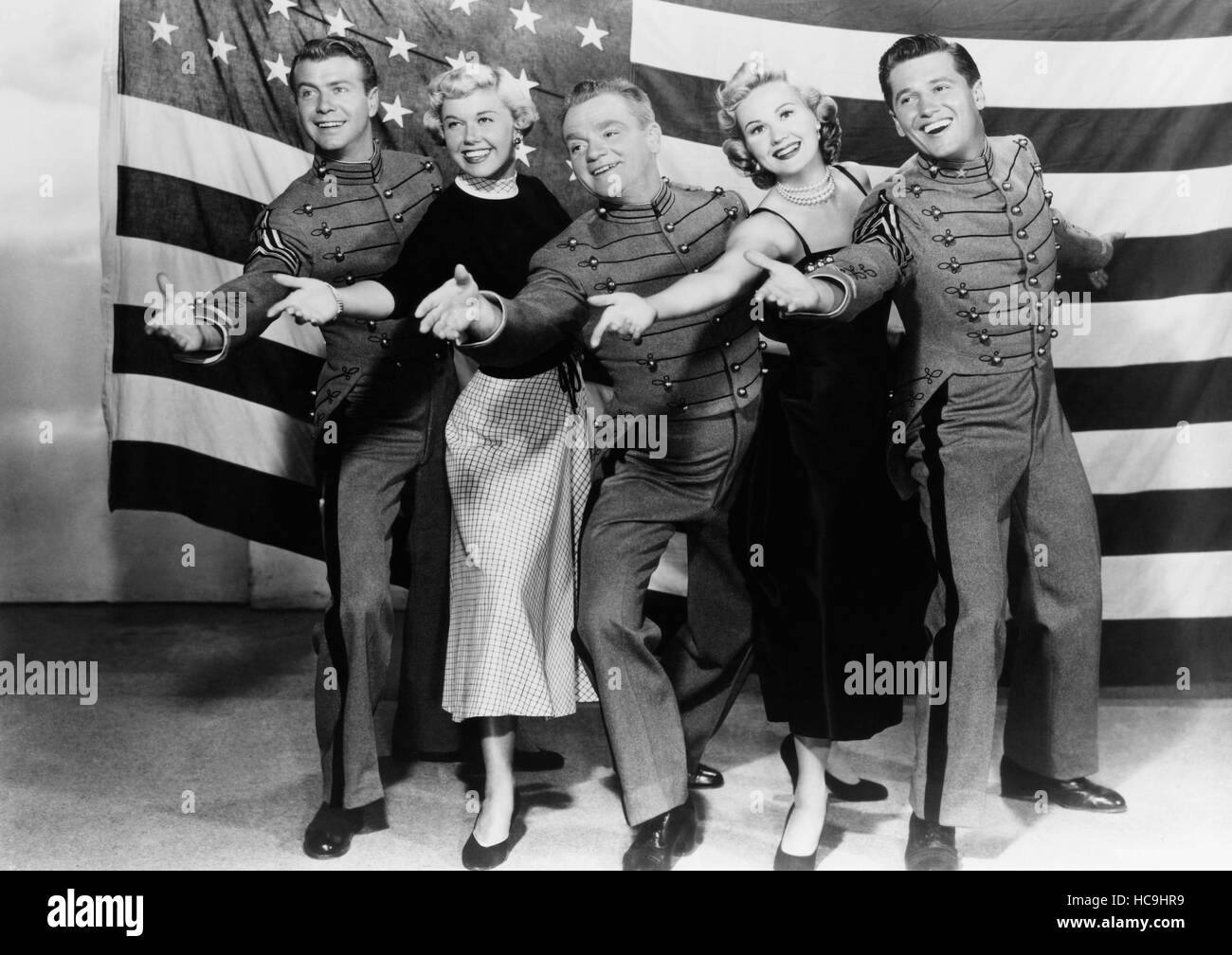 THE WEST POINT STORY, from left: Gene Nelson, Doris Day, James Cagney ...