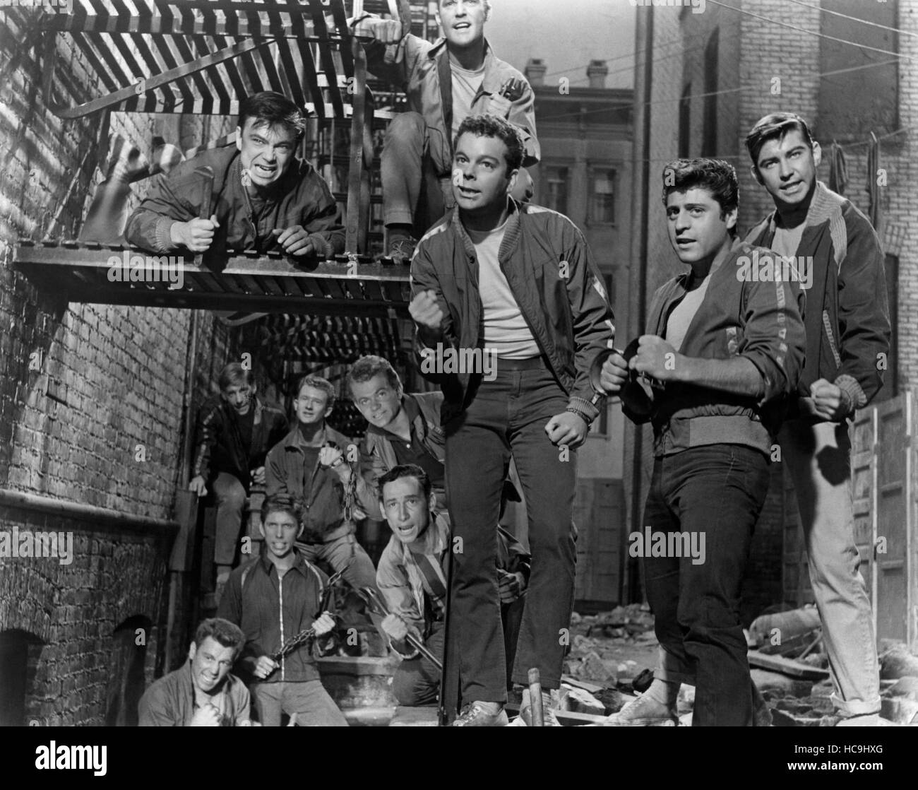 WEST SIDE STORY, Russ Tamblyn (center), Tony Mordente, Tucker Smith ...