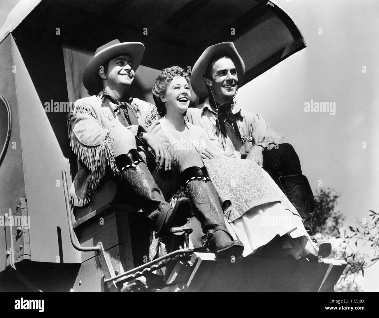 WESTERN UNION, from left, Robert Young, Virginia Gilmore, Randolph Scott, 1941, TM and copyright ...
