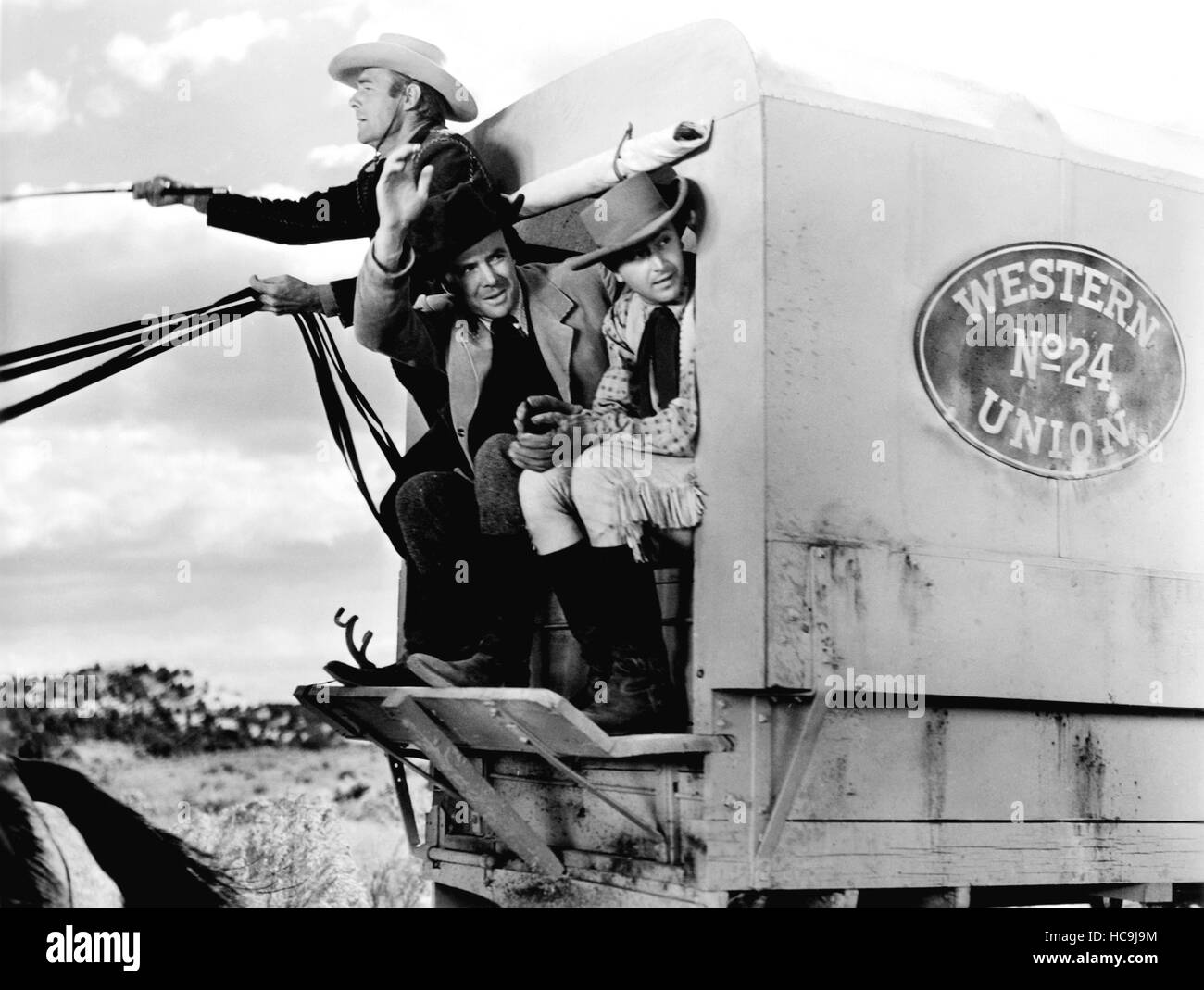 WESTERN UNION, from left, Randolph Scott, Dean Jagger, Robert Young, 1941, TM and copyright ...