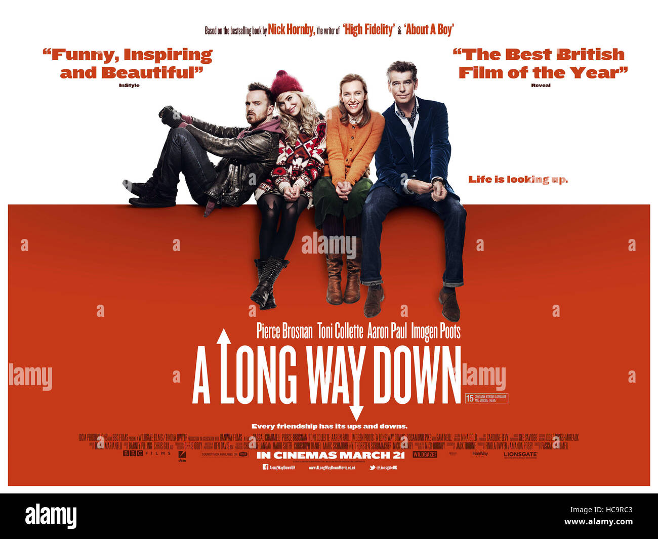 A LONG WAY DOWN, British poster art, from left: Aaron Paul, Imogen ...