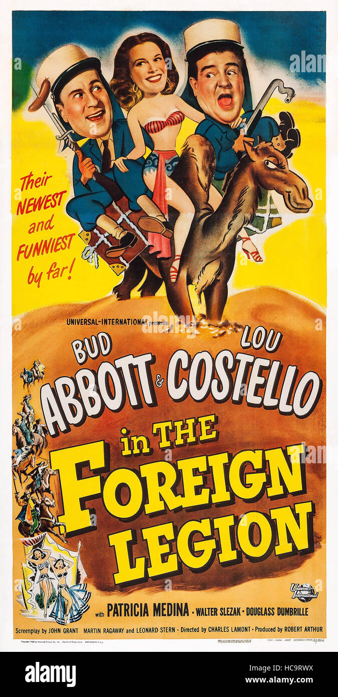 ABBOTT AND COSTELLO IN THE FOREIGN LEGION, US poster art, from left ...