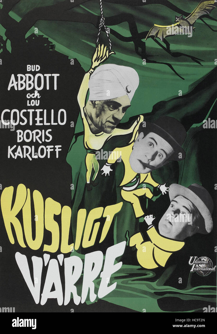 ABBOTT AND COSTELLO MEET THE KILLER, BORIS KARLOFF, Swedish poster art, from left: Boris Karloff ...