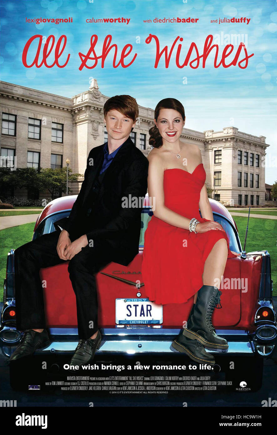 ALL SHE WISHES, US poster, from left: Calum Worthy, Lexi Giovagnoli ...