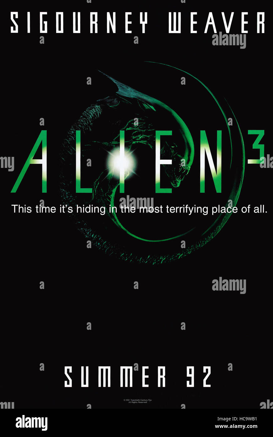 ALIEN 3, US advance poster, 1992, TM and Copyright © 20th Century Fox ...