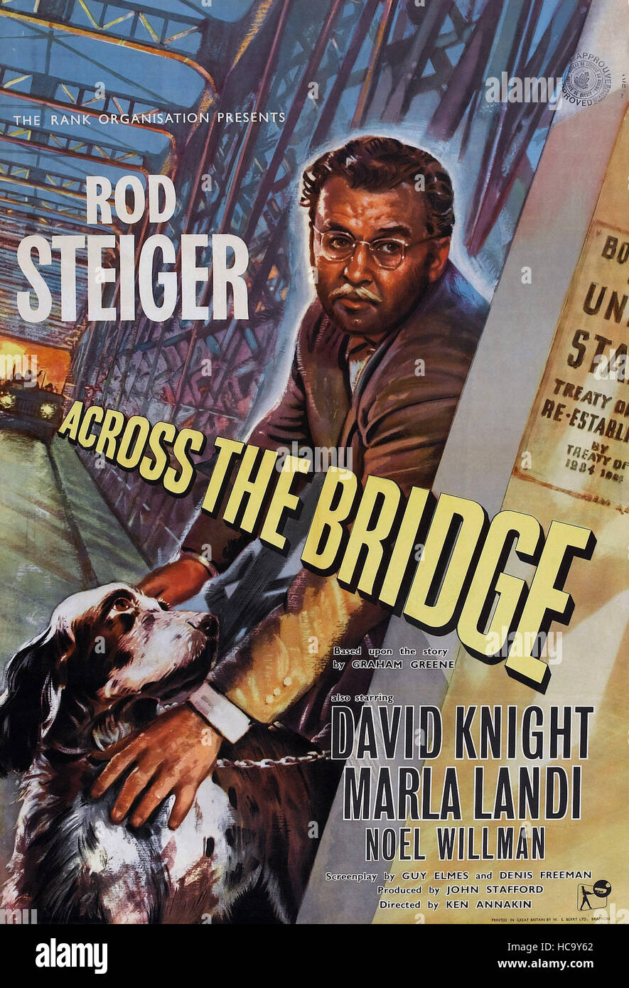 ACROSS THE BRIDGE, British poster, Rod Steiger, 1957 Stock Photo - Alamy