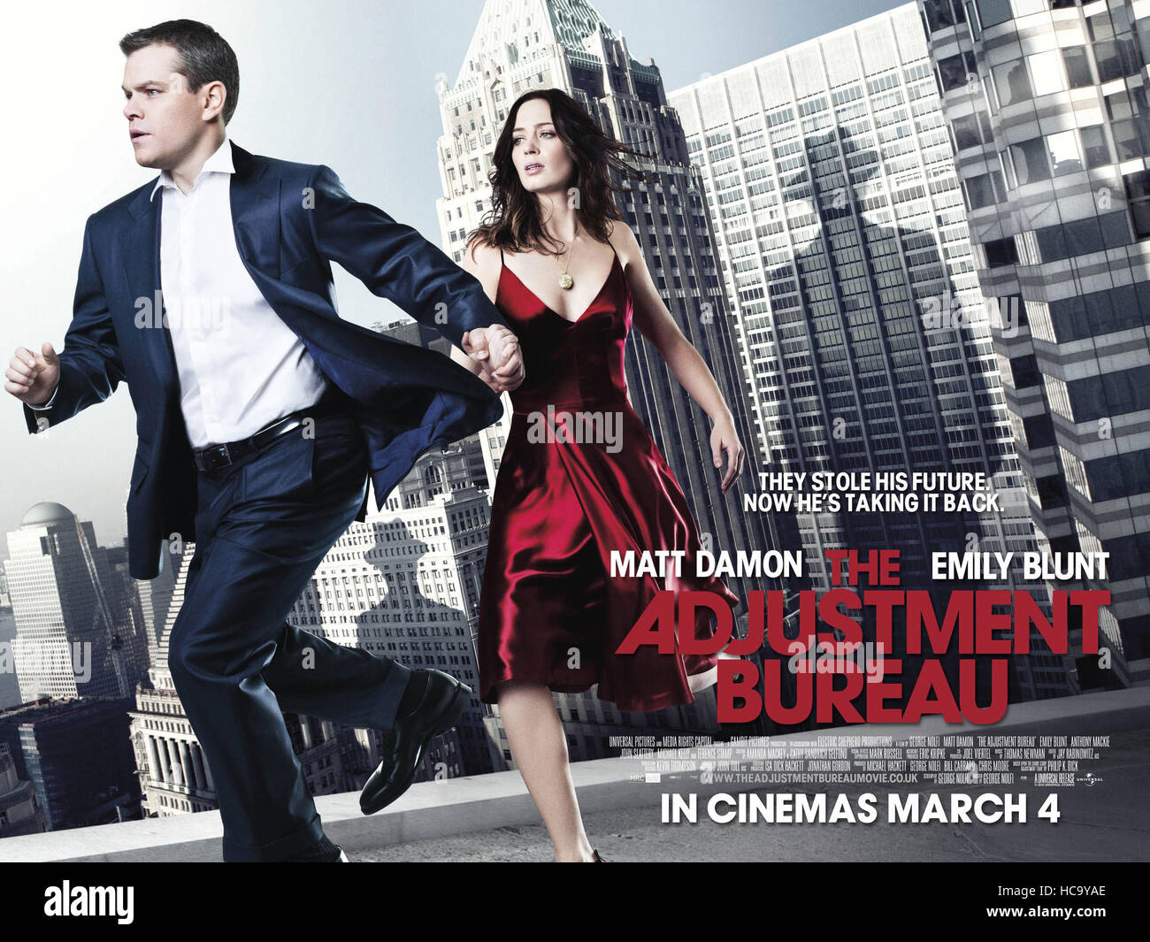 THE ADJUSTMENT BUREAU, British poster art, from left: Matt Damon, Emily ...