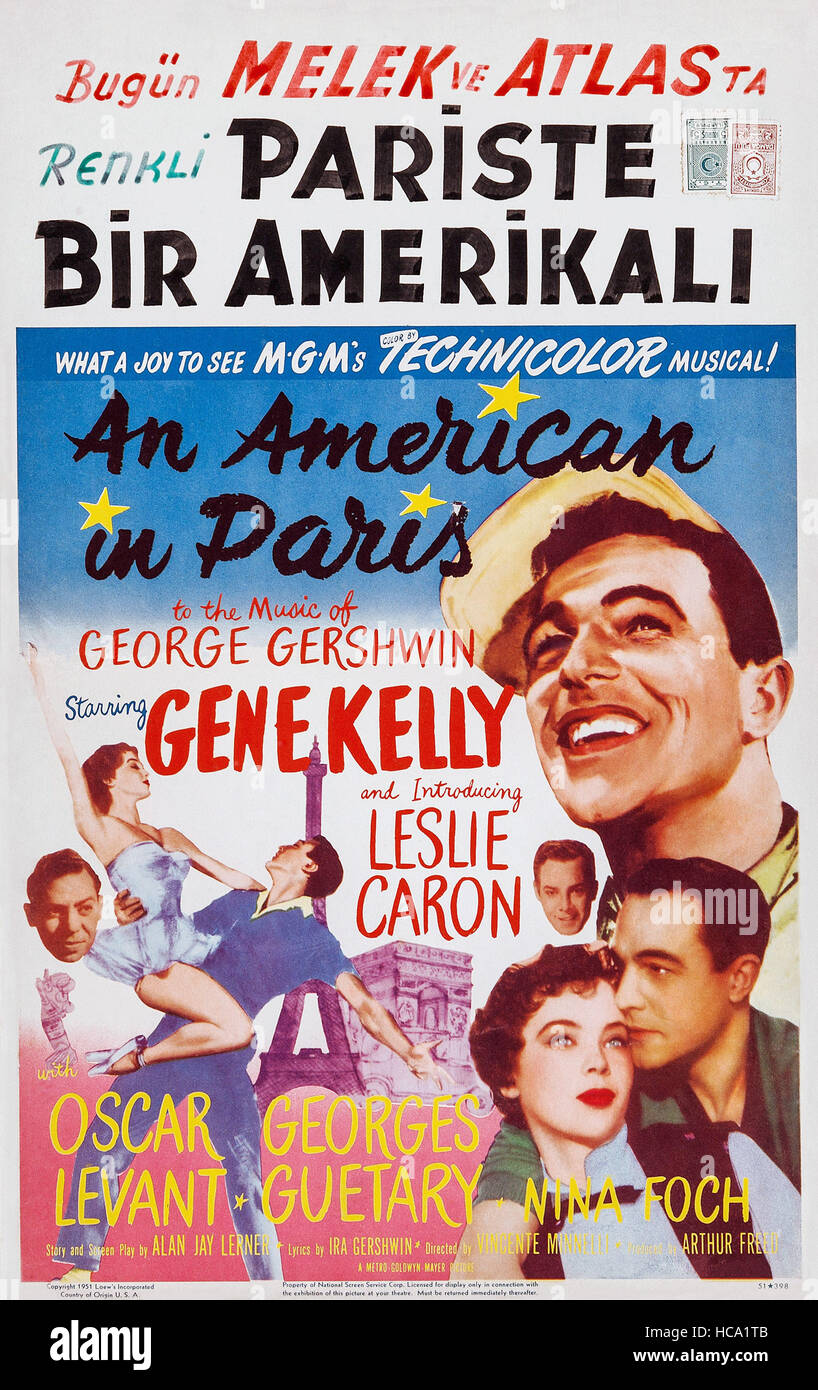 AN AMERICAN IN PARIS, l-r: Oscar Levant, Leslie Caron, Gene Kelly ...