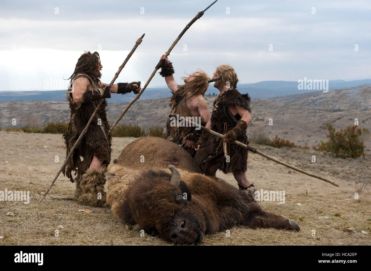 AO, LE DERNIER NEANDERTAL, Simon Paul Sutton (center), 2010. ph ...