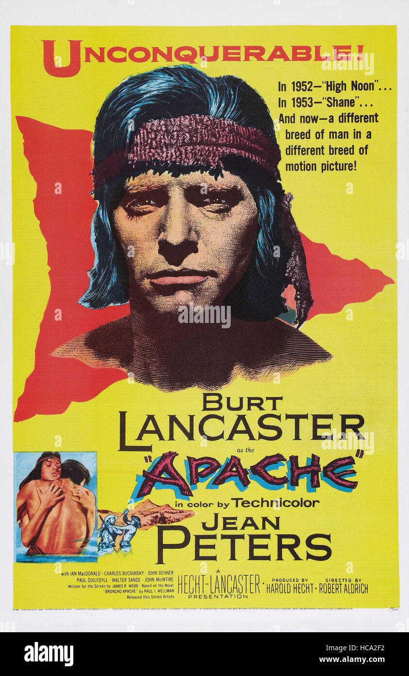 APACHE, US poster art, Burt Lancaster, 1954 Stock Photo - Alamy