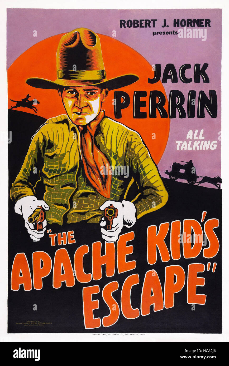 THE APACHE KID'S ESCAPE, US poster art, Jack Perrin, 1930 Stock Photo - Alamy