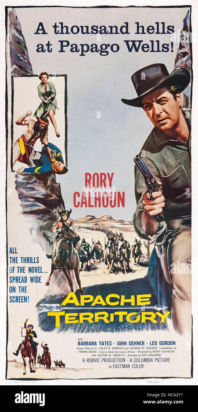 APACHE TERRITORY, US poster art, top left: Barbara Bates; right: Rory ...