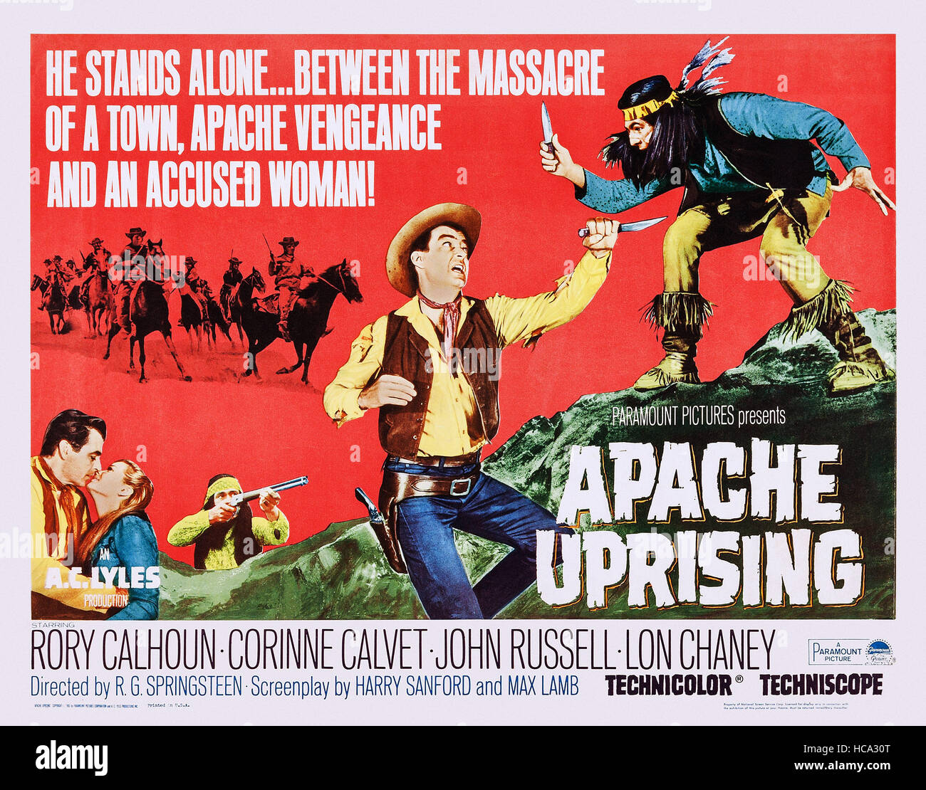 APACHE UPRISING, US lobbycard, Rory Calhoun, (center), 1965 Stock Photo ...