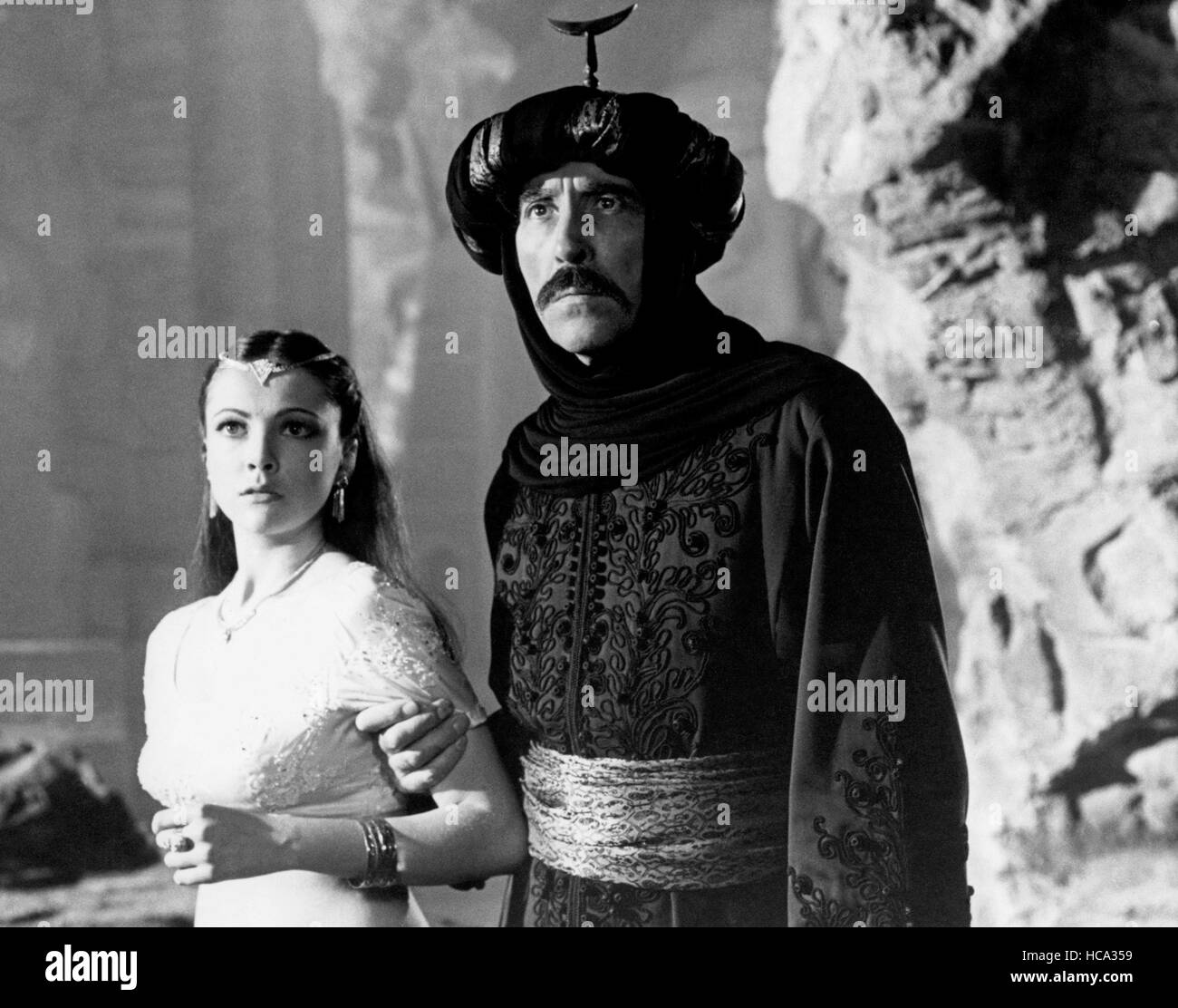 ARABIAN ADVENTURE, from left: Emma Samms, Christopher Lee, 1979. ©AFD ...