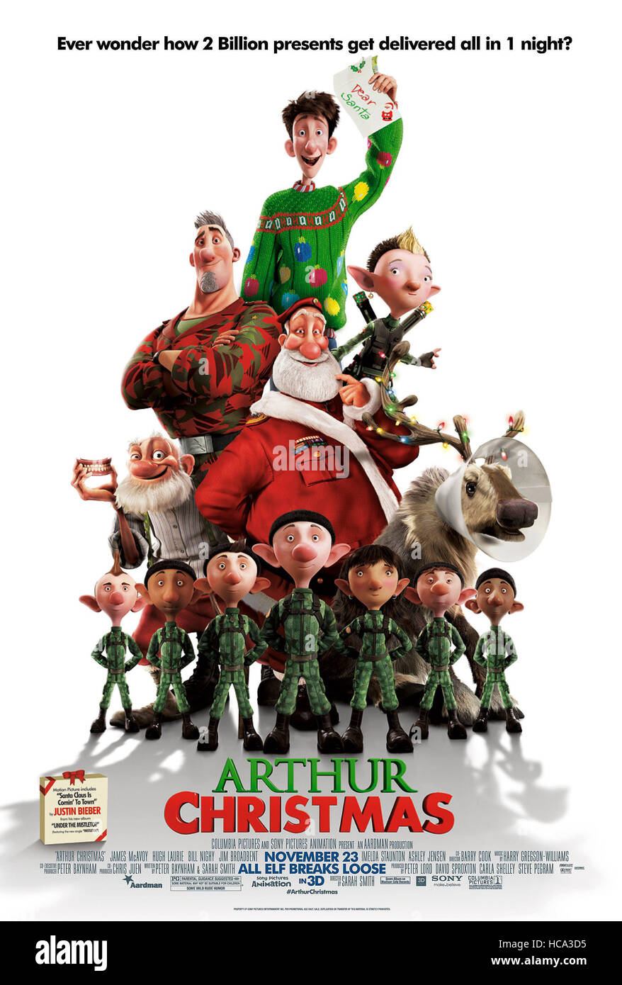 ARTHUR CHRISTMAS, US poster art, Arthur (top, voice: James McAvoy ...