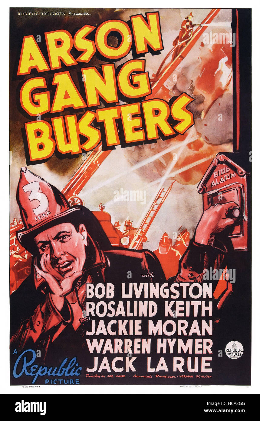 ARSON GANG BUSTERS, US poster art, 1938 Stock Photo - Alamy