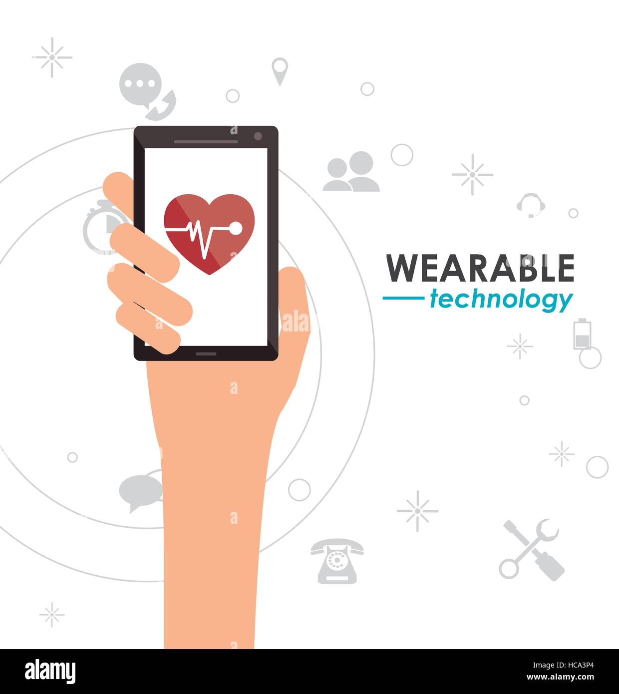 smartphone heart monitoring wearable technology Stock Vector Image ...
