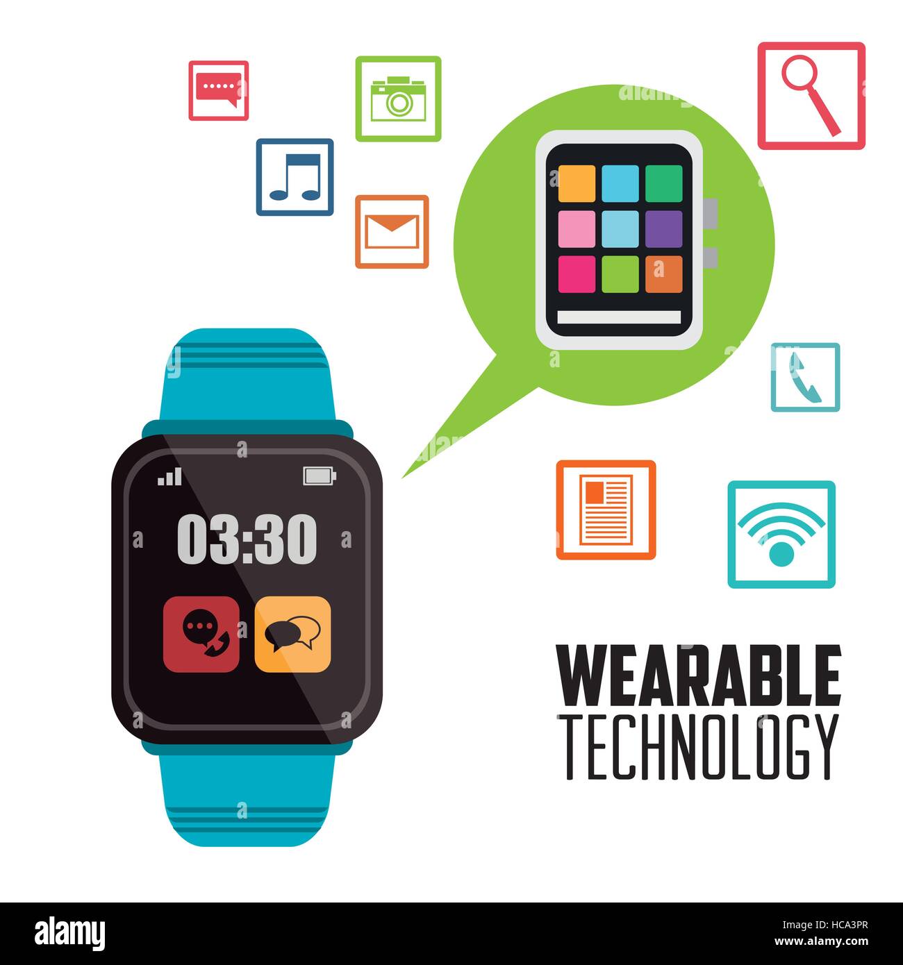 smart watch communication message wearable technology Stock Vector ...