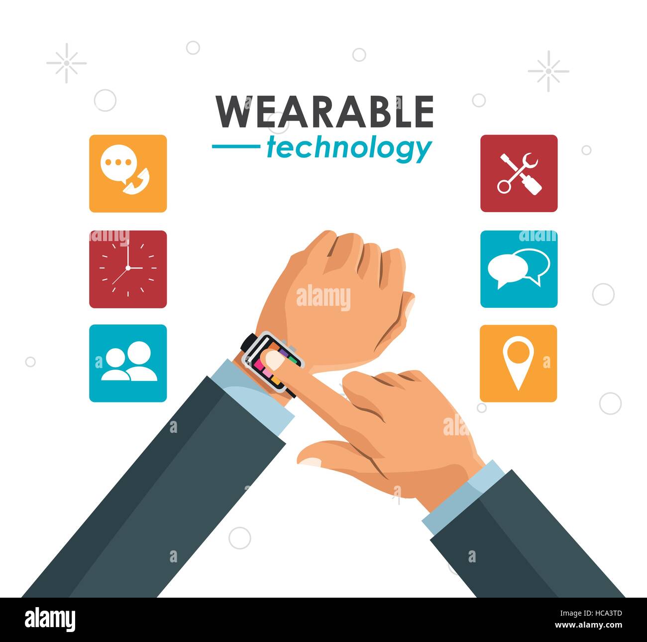 hands businessman wearable technology Stock Vector Image & Art - Alamy