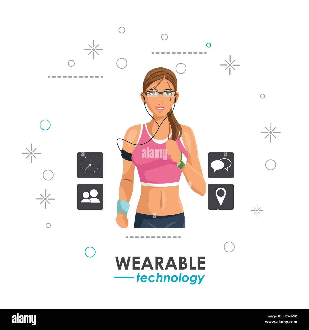 woman electronic wearable technology Stock Vector Image & Art - Alamy