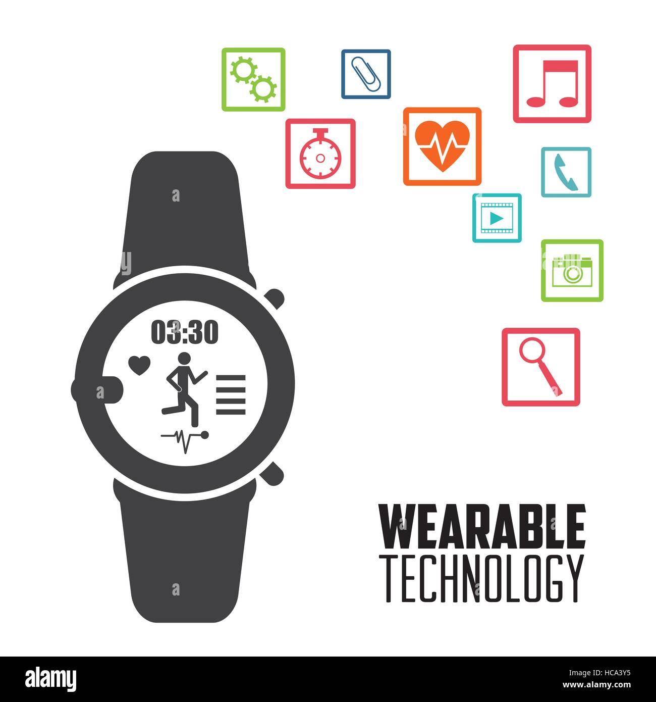smart watch running app wearable technology Stock Vector Image & Art ...