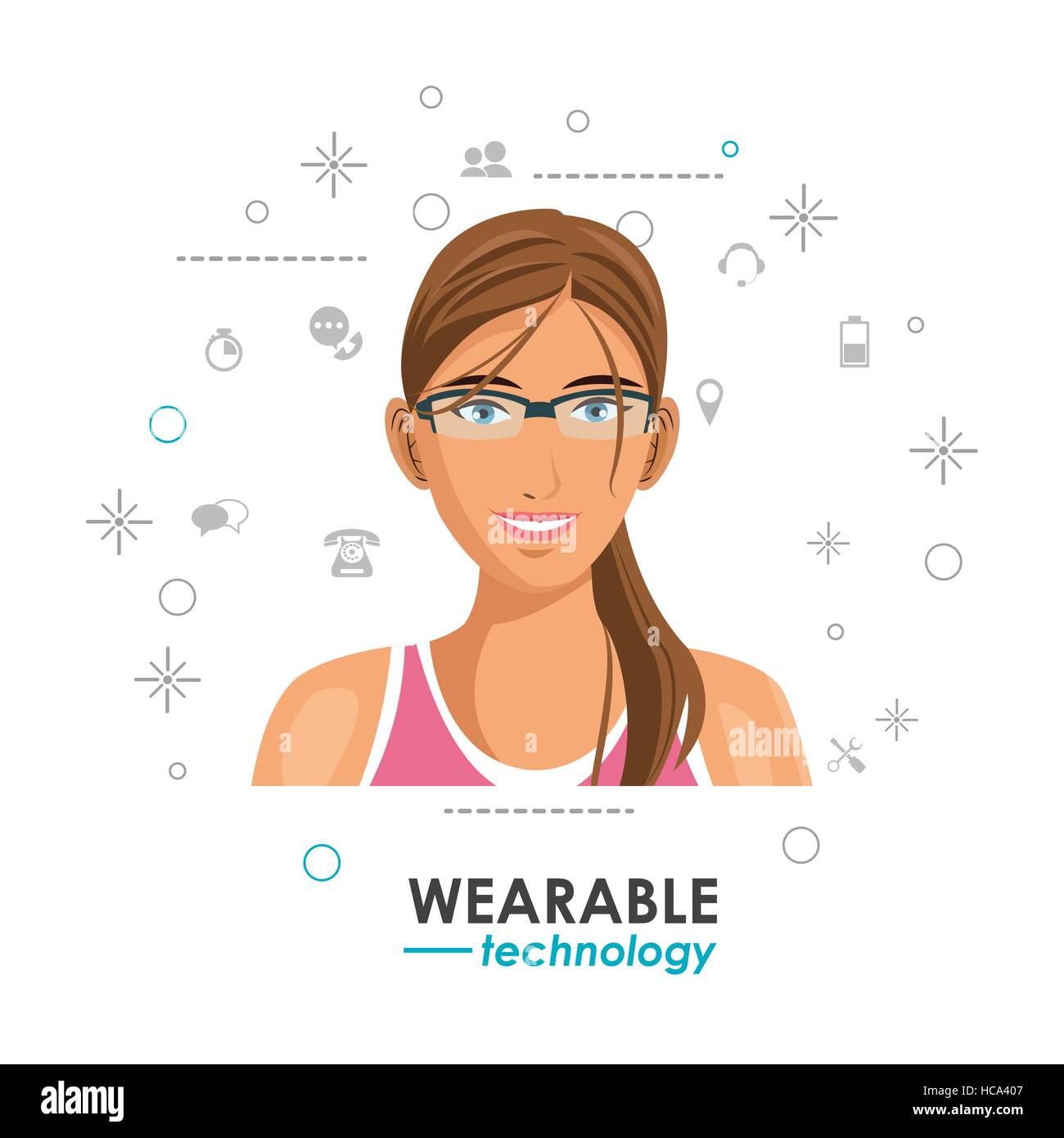 wearable technology woman social media background Stock Vector Image ...