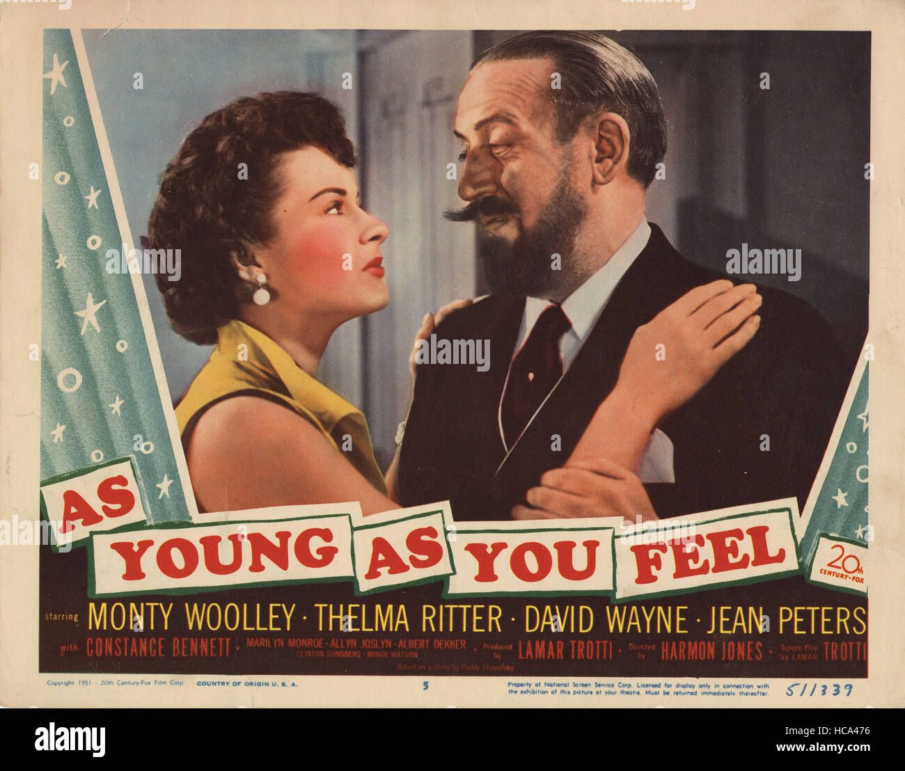 AS YOUNG AS YOU FEEL, from left: Jean Peters, Monty Woolley, 1951 Stock ...