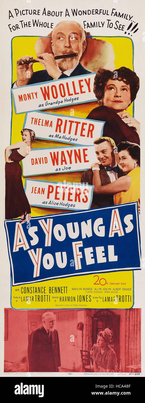 AS YOUNG AS YOU FEEL, from top: Monty Woolley, Thelma Ritter, David ...