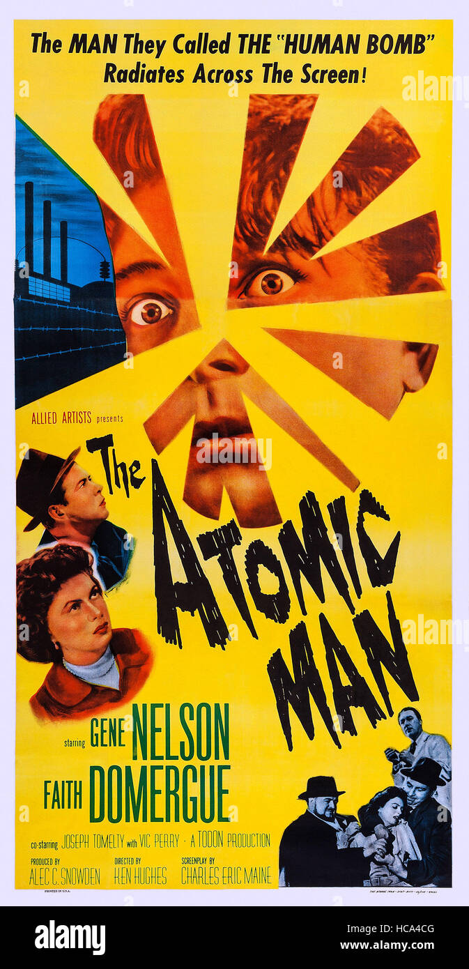 THE ATOMIC MAN, (aka TIMESLIP), US poster art, left from top: Gene ...