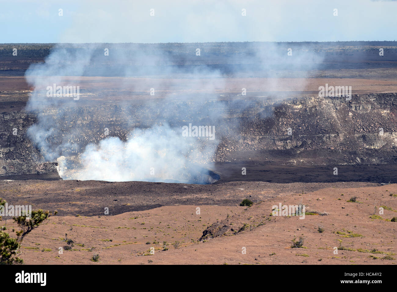 Sulfur fumes raising from the Kilauea Caldera seen from the Jaggar ...