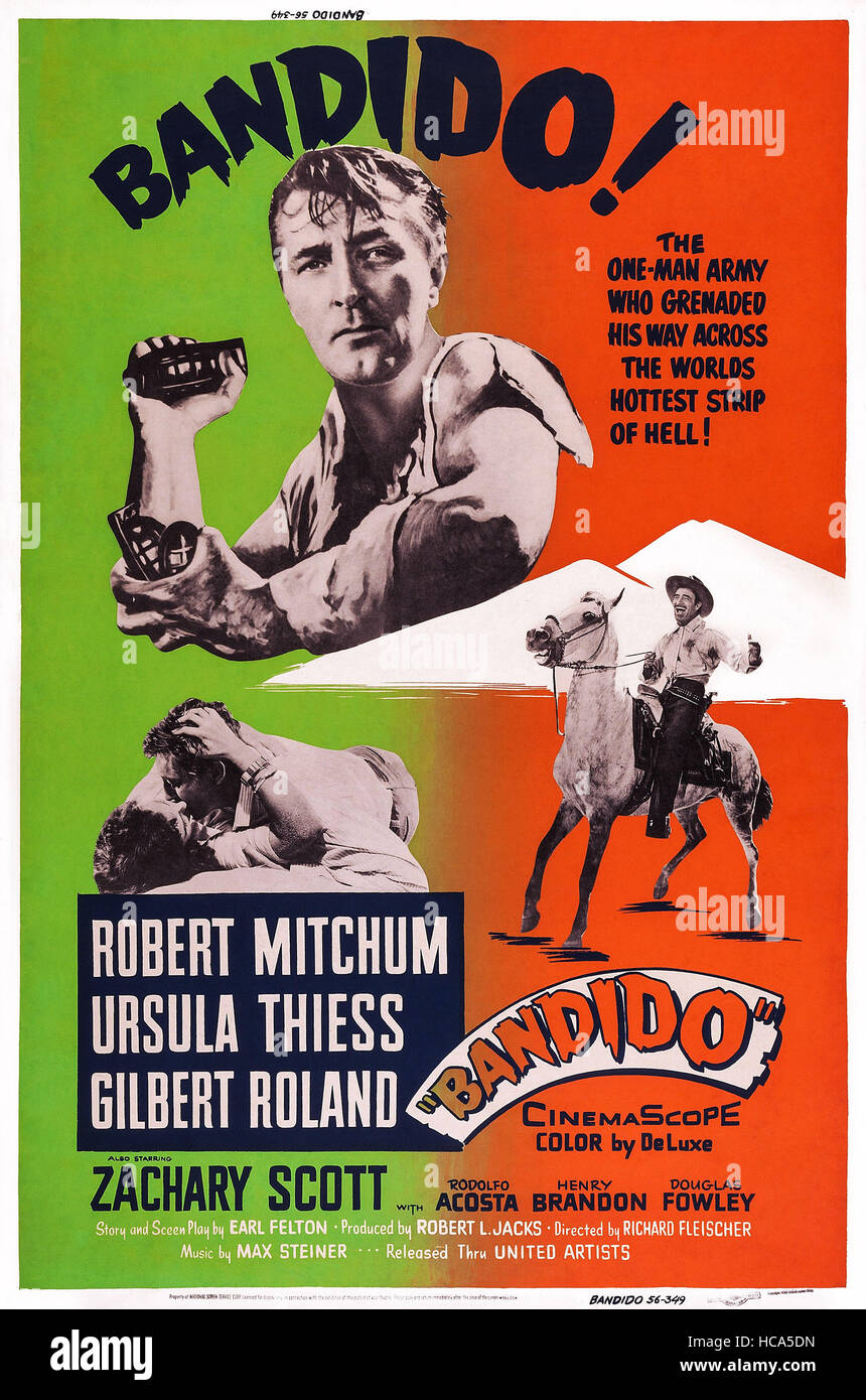 BANDIDO, US poster, Robert Mitchum, 1956 Stock Photo - Alamy