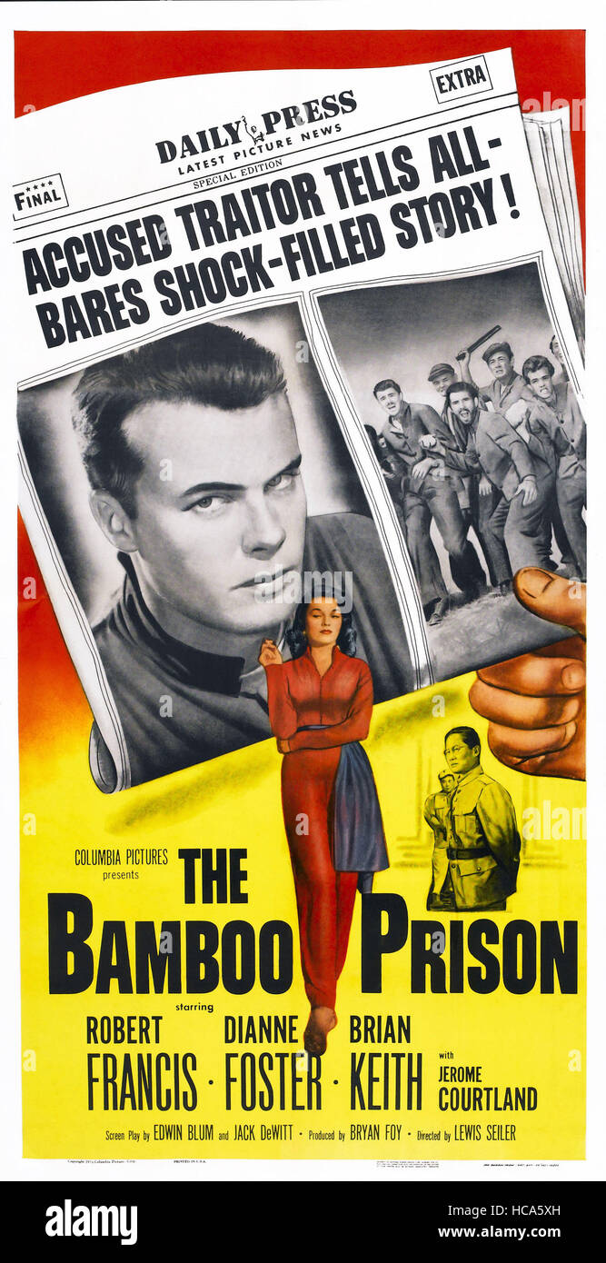 THE BAMBOO PRISON, top: Robert Francis, bottom: Dianne Foster on poster ...