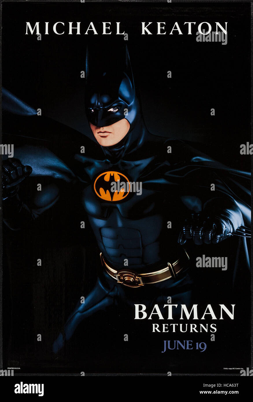 BATMAN RETURNS, Michael Keaton on advance poster art, 1992, ©Warner ...