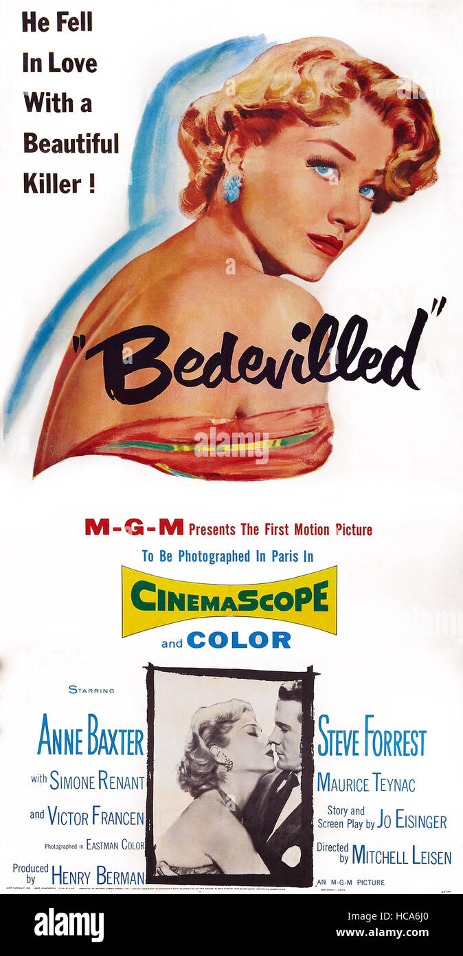 BEDEVILLED, US poster art, Anne Baxter (top), bottom inset from left ...