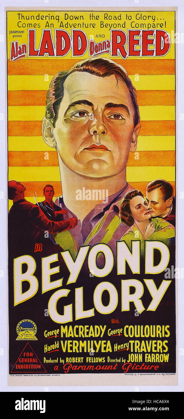 BEYOND GLORY, US poster, Alan Ladd (center), kissing from left: Donna ...