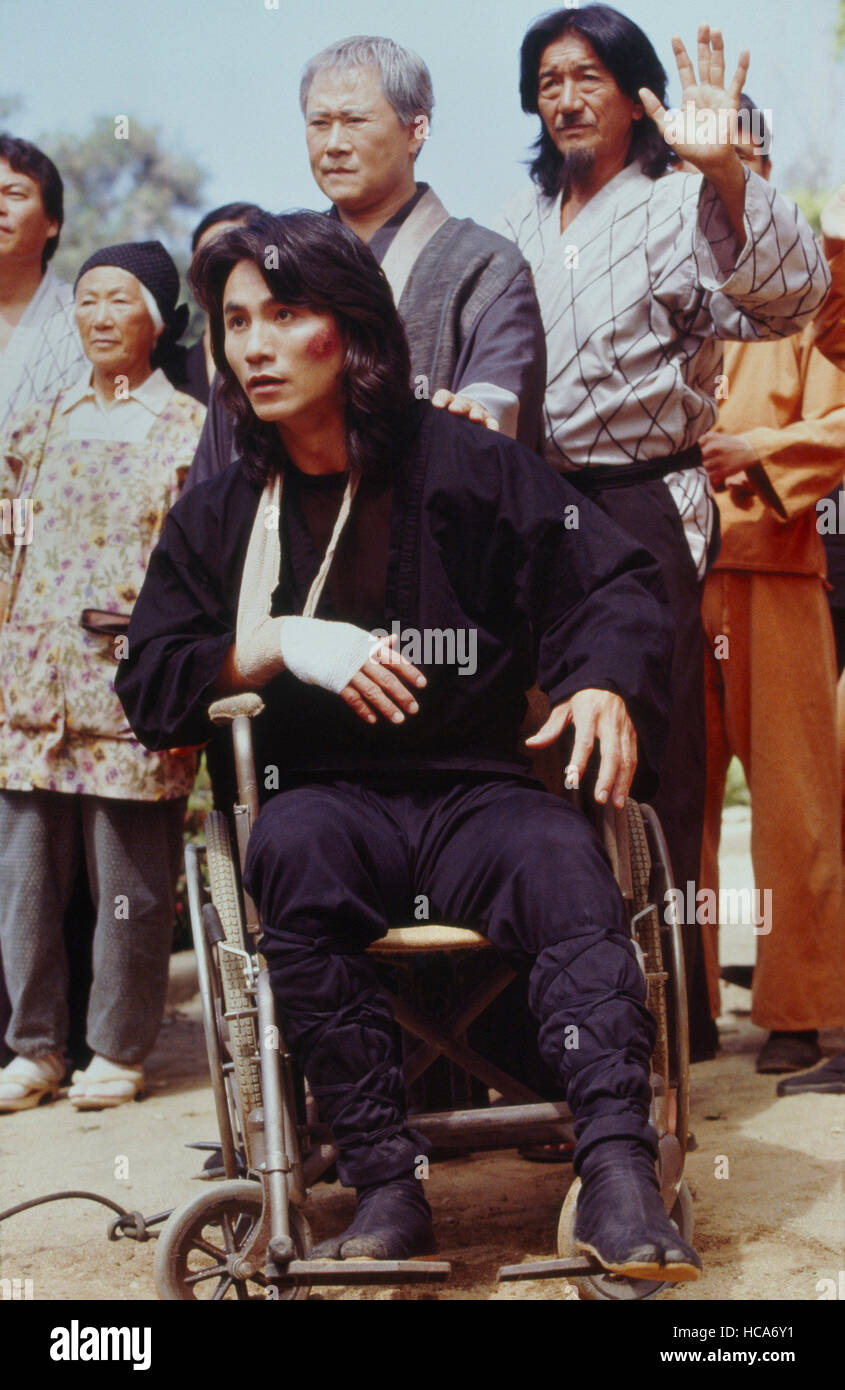 BEVERLY HILLS NINJA, front: Robin Shou, background center: Soon-Tek Oh ...