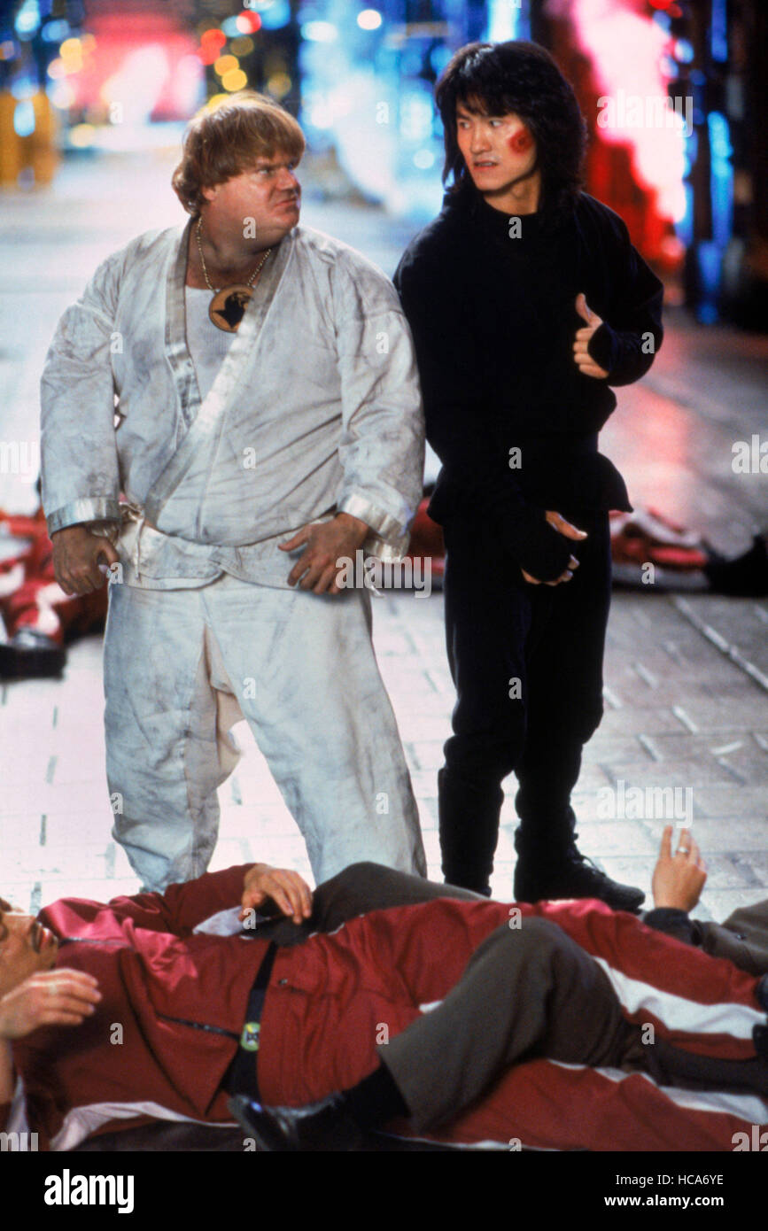 BEVERLY HILLS NINJA, from left: Chris Farley, Robin Shou, 1997, ©Sony ...