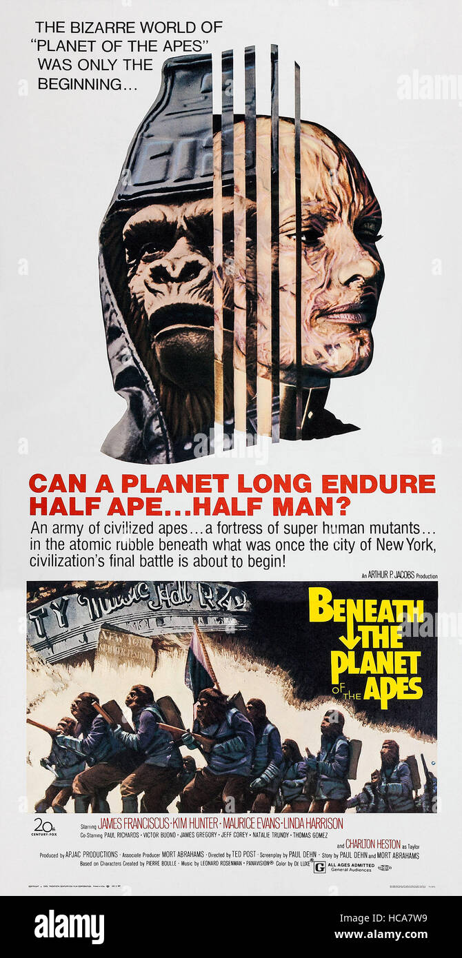 BENEATH THE PLANET OF THE APES, top right: Natalie Trundy on poster art ...