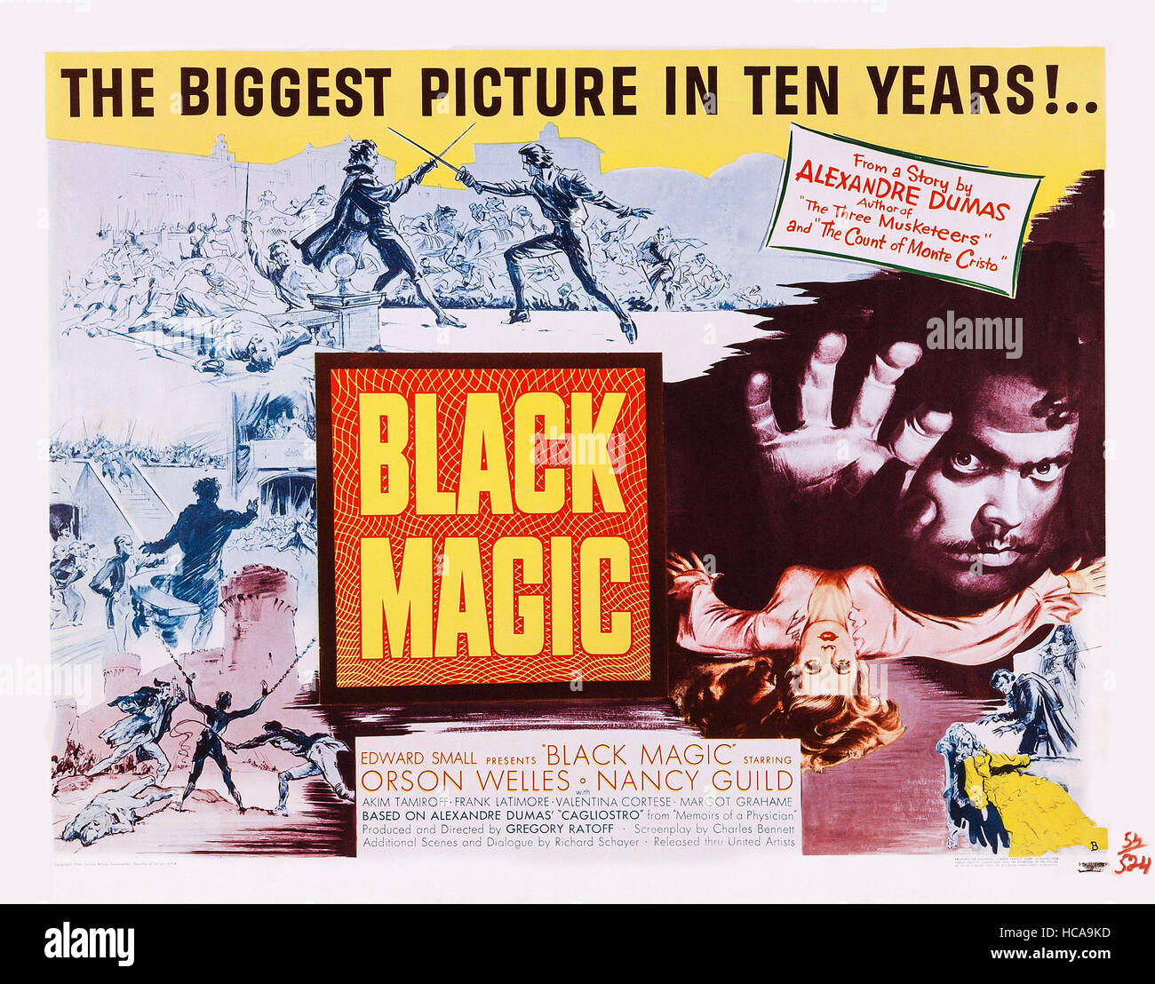 BLACK MAGIC, US poster, Orson Welles, Nancy Guild, 1949 Stock Photo - Alamy